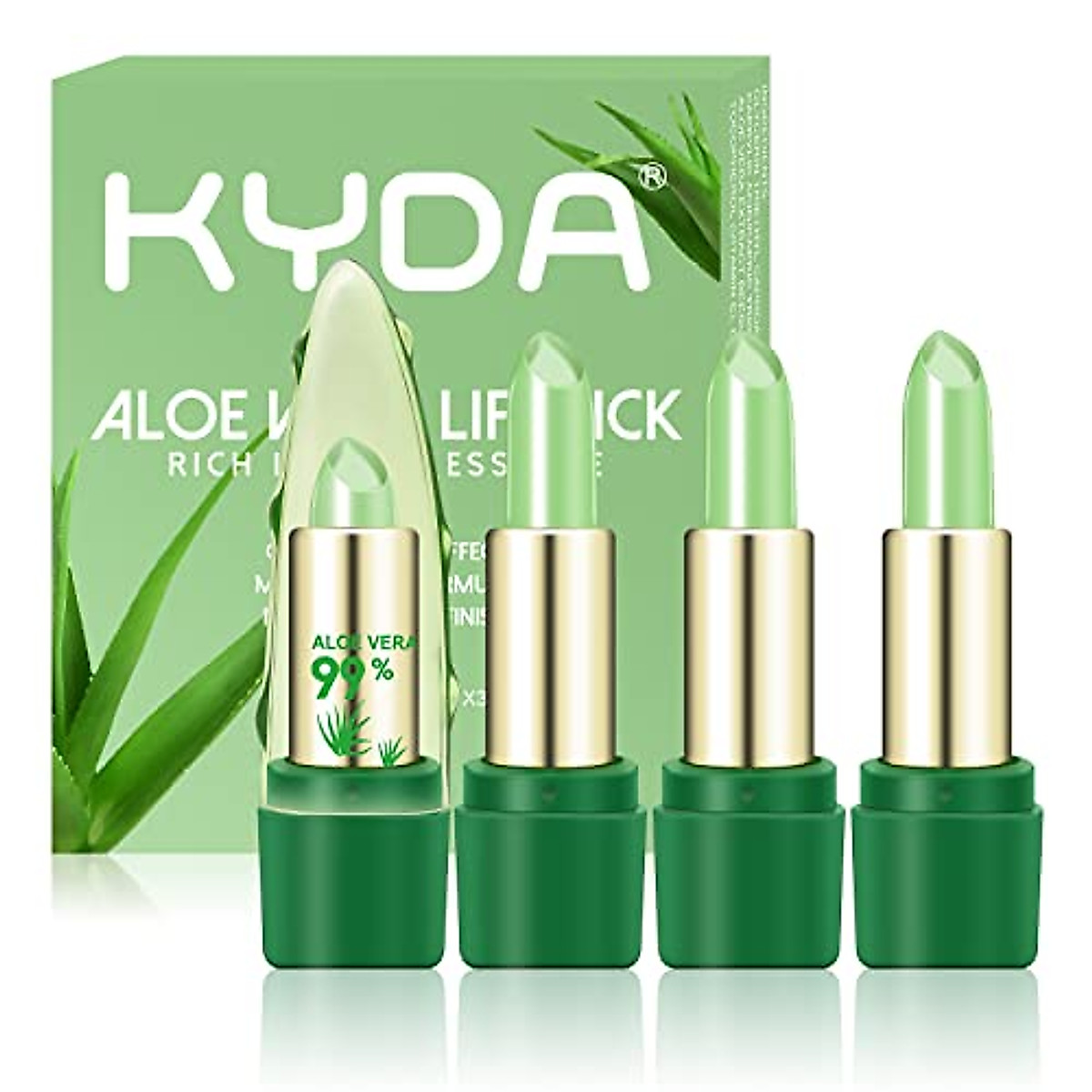 Ownest 3 Pcs Aloe Vera Lipstick, Magic Temperature Color Change Lipstick Lip Blam Moisturizing Long Lasting Lip Makeup, update packing Beauty