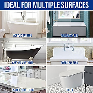 Bathtub Repair Kit White, Bathtub Enamel and Fiberglass Tub Repair Kit, Fix Chips, Patches, Cracks, Peelings, Holes & Scratches on Bathtub, Tile, Shower, Tray in Bathroom, for Acrylic, Porcelain