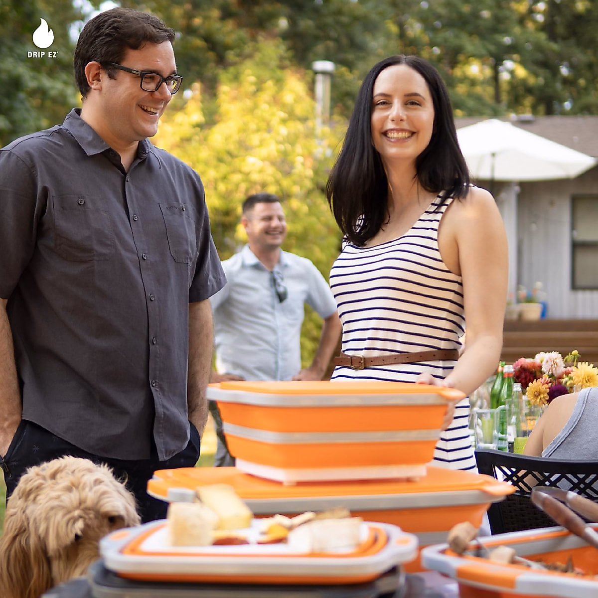 Drip EZ Collapsible BBQ Prep Tub - For Meal Prep, Marinating, Food Storage - Includes Cutting Board & Lid - (1) OG - Black