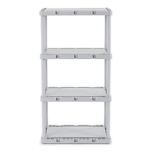 Gracious Living Knect-A-Shelf Fixed Height 4 Tier Storage System Unit Light Duty for Home, Garage, and Laundry Room, 24 x 12 x 48, Gray (3 Pack)