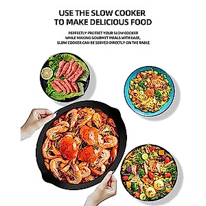 Ziimlpo Silicone Slow Cooker Liners Divider for 7-8 Quart Oval Crockpot, Reusable and Leak-proof Slow Cooker Divider Liner, BPA Free (Black）