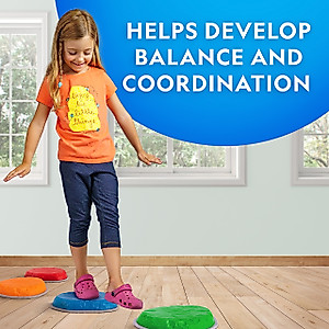 NATIONAL GEOGRAPHIC Stepping Stones for Kids – Durable Non-Slip Stones Encourage Toddler Balance & Gross Motor Skills, Indoor & Outdoor Toys, Obstacle Course, Gifts for Toddlers (Amazon Exclusive)