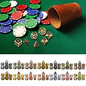 ZYM305 Metal Dice Set D&D Metal Polyhedral Dice Set DND RPG Role Playing Games Board Game D4 D6 D8 D10 D12 D20 Games Dice (Color : 115)