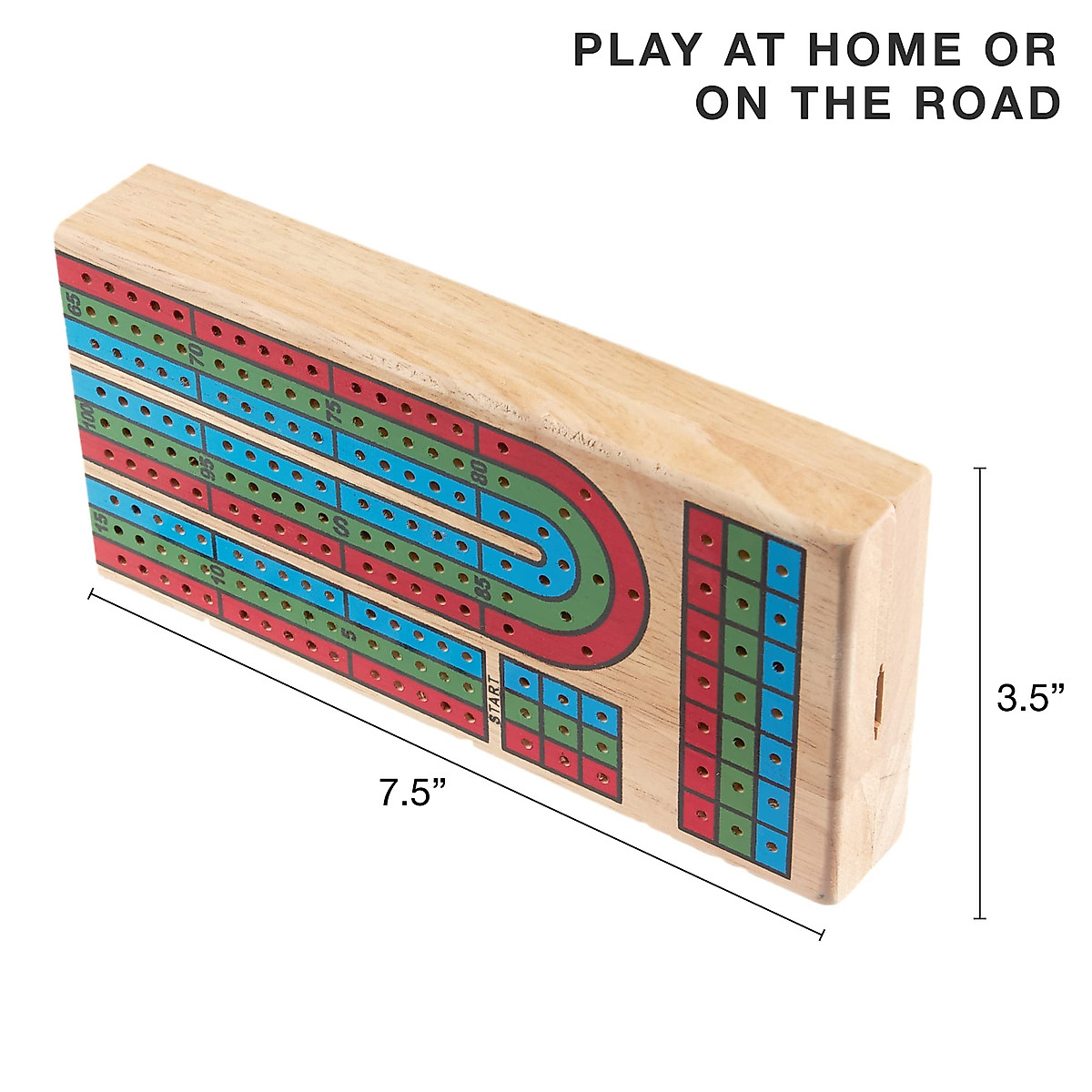 Brybelly Cribbage Board Game Set - Traditional Wooden Board Game, Classic 3-Track Layout, Plastic Pegs - Standard Deck of Playing Cards Included - Folding Portable Storage