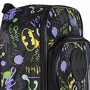 Bioworld DC Comics Batman Backpack Gotham City Superhero Rubber Bat Symbol Kids School Travel Backpack