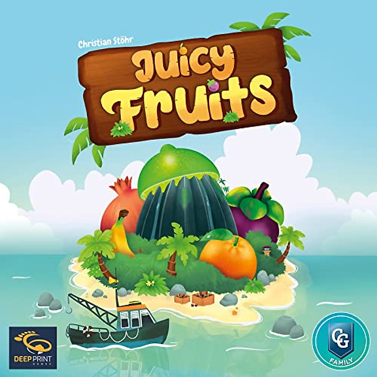 Capstone Games: Juicy Fruits, Strategy Board Game, Quick and Easy Game, Grow Delicious Fruit in Paradise 1 to 4 Players, 20 to 50 Minute Play Time, Ages 8 and Up