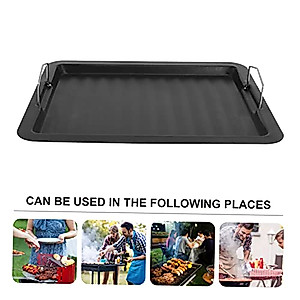 SHOWERORO 1pc Bakeware Grill Toppers Griddle Plate Barbecue Baking Pan Indoor Griddle Nonstick Bakeware Stainless Steel Griddle Baking Tool Barbecue Accessory Camping Barbecue Pan Tray Iron