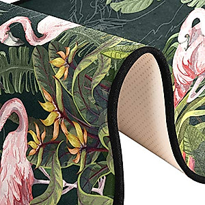 ALAZA Pink Flamingo The Jungle Runner Area Rug Non Slip Floor Mat for Hallway Entryway Living Room Bedroom Dorm Home Decor 72x24 inches
