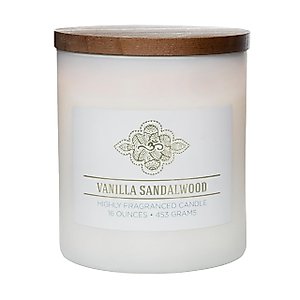 Vanilla Sandalwood Scented Jar Candle, Wellness Collection, Relaxing Aromatherapy Candle, 2 Wick White Jar Soy Blend Wax Candle for Home, 60hr Burn, 16 oz - USA Poured