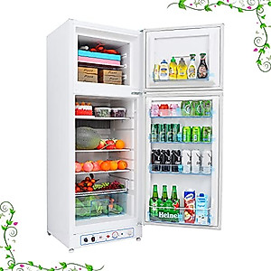 Techomey Propane Refrigerator with Freezer 9.35 Cu.Ft, Gas Fridge with Freezer Off Grid, 110v/LPG Dual Powers, RV Refrigerator for Outdoor, Truck, Camper, Kitchen, White
