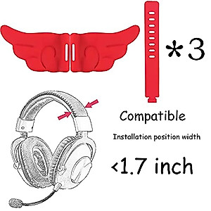 Angel Wings Horn for Handphone, Universal Fit Cute Decrotration Adjustable Hand Band Clip Attachment for Tutle Beach, Hyperx,Logitech, Sony Gaming Headsets, for Gamer Livers,Red