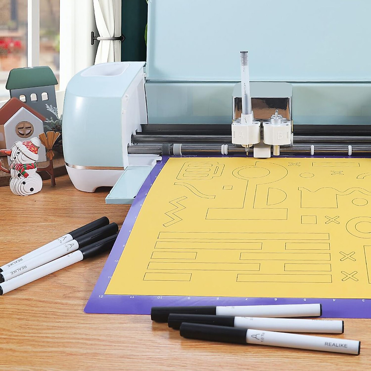 REALIKE Variety Pens for Cricut Maker 3/Maker/Explore 3/Air 2/Air,Black Pens Set of 7Pack Include Fine Point Pen,Glitter Gel, Marker, Calligraphy Writing Drawing Pens Compatible with Cricut