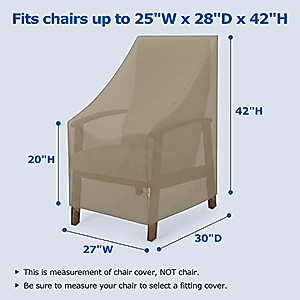SunPatio Outdoor High Back Chair Covers, Heavy Duty Waterproof Stackable Patio Chair Covers, Fade and UV Resistant Patio Furniture Covers, All Weather Protection, 2 Pack -27" W x 30" D x 42" H, Taupe