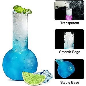 INFTYLE Creative Tube Cocktail Glass Set of 2-14oz Distilling Flask Clear Glass for Cocktail Martini Tequila Margarita for Party, Home Bar or Gift