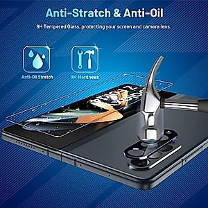 CWQZGUF [2Set 6PCS Galaxy Z Fold 4 5G Screen Protector, 2 Inner TPU Films + 2 Outer Tempered Glass + 2 Camera Lens Protecters, High Clarity, Anti-Shatter, for Samsung Galaxy Z Fold 4 5G