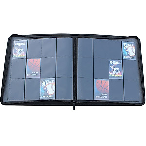WINTRA 12-Pocket Black Double-Sided Trading Card Album, Side Loading Premium Card Binder, 720 Pockets Binder for Standard Trading and Sports Cards