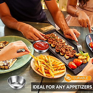 30 Pack Stainless Steel Sauce Dishes 3.3 Inch Round Seasoning Bowls Sushi Dipping Bowls Silver Small Mini Condiment Cups Metal Ingredient Bowls for Prep Appetizer Plates Set for Kitchen