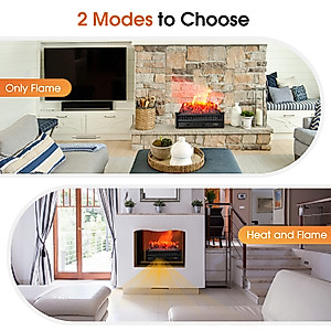 COSTWAY Electric Fireplace Log Heater with Remote Control, 23-Inch Realistic Ember Bed Insert Log with 0.5-6H Timer, Adjustable Flame Brightness and Temperature, Overheating Protection, 1400W
