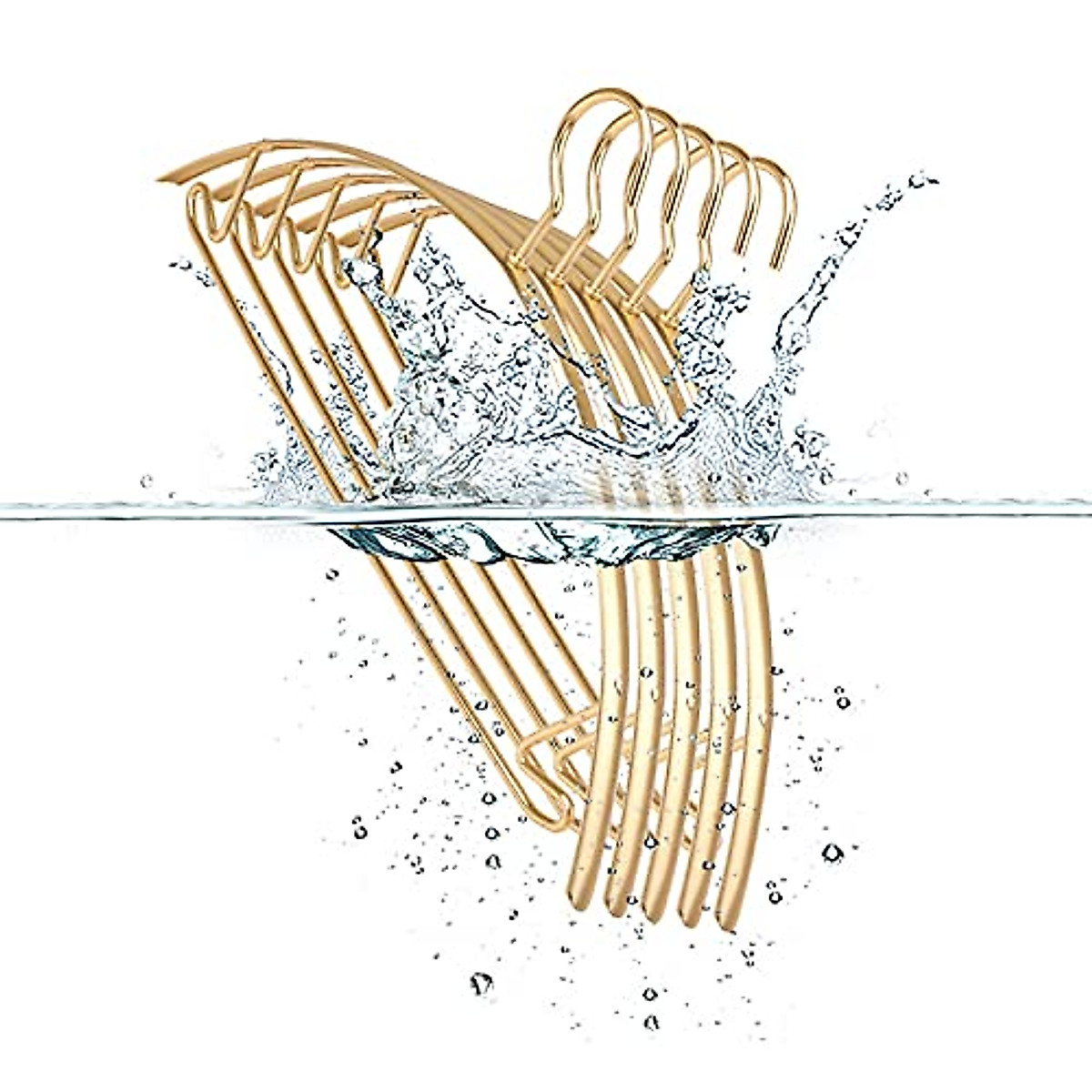 5PCS Clothes Hangers, No Shoulder Bumps Suit Hangers, No Mark Non-Slip Aluminum Alloy T-Shirt Hanger, Space Saving Rounded Hangers for Coat, Sweater, Jackets, Pants (2.0 cm, Gold)