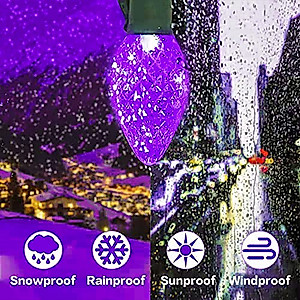 KAQ-2PK 100 LED 66ft Extendable C9 Halloween String Lights, Outdoor Halloween Tree Lights Green Wire for Patio Christmas Trees Fall Lights Halloween Decorations (Orange and Purple)