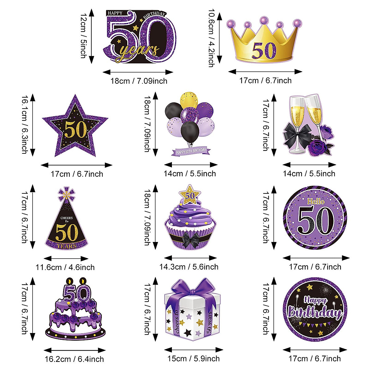 30 Pieces 50th Birthday Decorations 50th Birthday Party Hanging Swirl Decorations, Purple Gold Happy 50th Birthday Swirls Foil Ceiling Decorations for Cheer 50th Birthday Anniversary Party Supplies