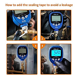 Elitech PGW-500 Wireless Digital Pressure Gauge with Temperature App Alerts for HVAC System IP65 Waterproof -14.5~500 PSI 1/8'' NPT