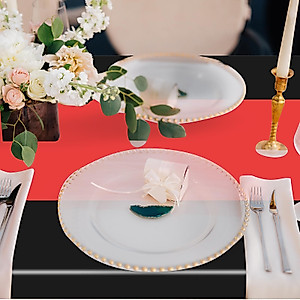 Oudain Christmas Disposable Plastic Tablecloths 54" x 108" for Rectangle Tables Cloths Waterproof Table Cover for Thanksgiving Day Wedding Birthdays Decoration(Black, Red,3 Pcs)