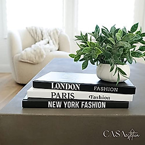 Decorative Books – 3 Book Set – Living Room Décor – Shelf Decoration – London, Paris & New York Fashion – Designer Books – Coffee Table Décor – Faux Books for Decoration – Black & White Themed