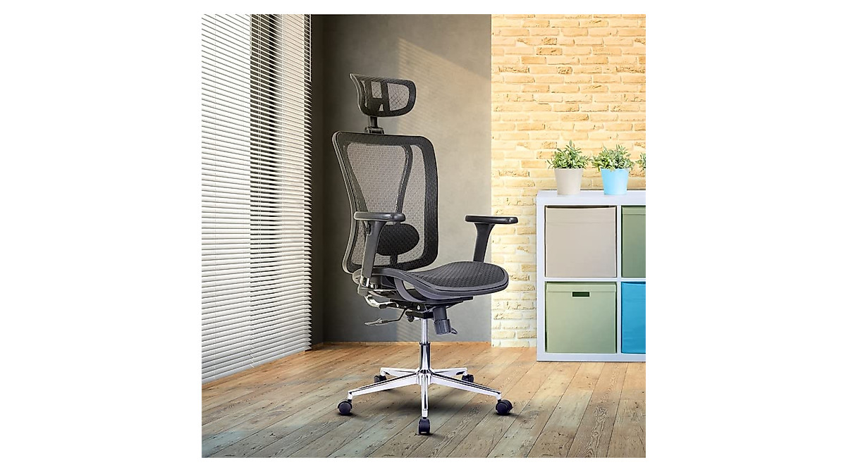 Techni Mobili Mesh Office Chair - Ergonomic & Adjustable Black