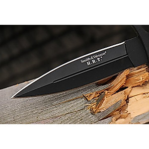 Smith & Wesson SWHRT9B 9in High Carbon S.S. Fixed Blade Knife with 4.7in Dual Edge Blade and TPE Handle for Outdoor, Tactical, Survival,EDC, Multi