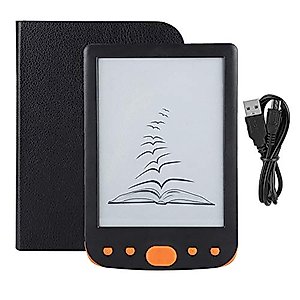 DOINGKING E-Book Reader, E-Ink Ink Screen E-Book Portable Splash Protection for Relaxing(Orange)