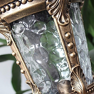 MODEBHD European Vintage Glass Lantern Pillar Column Light External Rainproof Aluminum Landscape IP55 Waterproof Retro Column Lamp Outdoor Table Lamp Lawn Garden Lights Street Post Lights