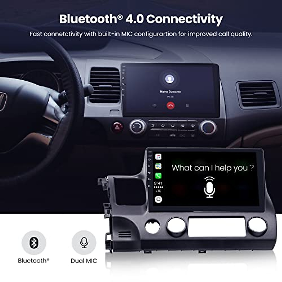 maXpeedingrods Car Stereo Radio for Honda Civic 2006-2011, 10.1'' HD Touch Screen in-Dash GPS Navigation, Wireless Apple Carplay & Android Auto, Mirror Link, Bluetooth, WiFi, USB Charging, 2G+32G