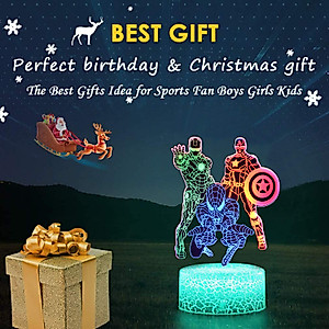 XXMANX Boys Toys Night Light for Kids, 3D Illusion Lamp Touch Control Dynamic Colors Changing with 3 Pattern Kids Toys Christmas Gifts for Men Boys