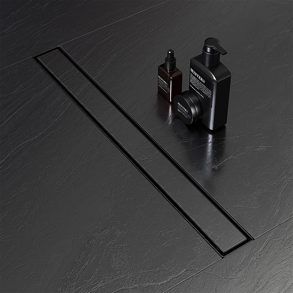24 Inch Linear Shower Drain, CIFOX Black Rectangular Floor Drain with 2-in-1 Tile Insert Grate Removable Cover, Professional Brushed 304 Stainless Steel CUPC Certified
