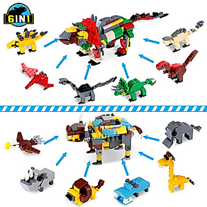 ThinkMax 12pcs Easter Eggs Prefilled with Jungle Animals and Dinosaurs Building Blocks for Easter Basket Stuffers, Easter Party Favor, Easter Eggs Hunt, Classroom Prize Supplies