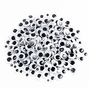 LinaLife 700 Pieces 4mm -12mm Black Wiggle Googly Eyes with Self-Adhesive for Craft Decorations Google Eyes for Crafts DIY Scrapbooking Crafts (7 Sizes) with Box