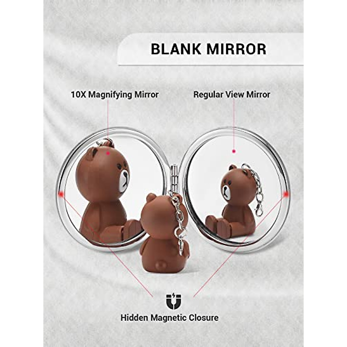 Getinbulk Compact Mirror Bulk, Set of 12 Round Double-Sided 1X/3X Magnification PU Leather (White, 2.8")