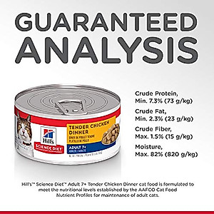 Hill's Science Diet Wet Cat Food, Adult 7+ for Senior Cats, Chunks & Gravy Tender Chicken Recipe, 5 oz. Cans, 24-Pack