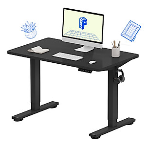 FLEXISPOT EN1 Whole-Piece Standing Desk 40 x 24 Inches Height Adjustable Small Desk Electric Sit Stand Desk Home Office Table Standing Desk (Black Frame + 40 in Black Top)