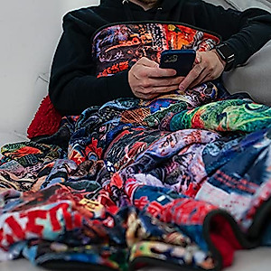 Surreal Entertainment Godzilla Movie Poster Oversized Plush Throw Blanket | Cozy Sherpa Cover For Sofa, Bed Super Soft Fleece Official Kaiju Monster Gojira Collectible 76 x 54 Inches, Red, One Size