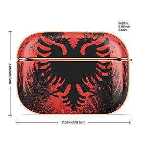 Compatible with Airpods Pro Case Cover 2019 - Albanian Flag Pattern, Protective Case for Apple AirPod Charging with Keychain Shockproof for Girls Women Men - Mistyrose
