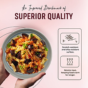 American Atelier 9-Inch Pasta Bowl (Set of 4) - 42 oz Unique Porcelain Dinner Bowls - Versatile Modern Dinnerware for Salads, Soups, Special Occasions & Casual Dining (Light Blue)