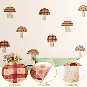 Watercolor Mushroom Wall Decals Mushroom Stickers Decor for Walls Peel and Stick Removable Retro Room Wall Art Decor Vinyl Wall Sticker for Bedroom Living Room Classroom Office