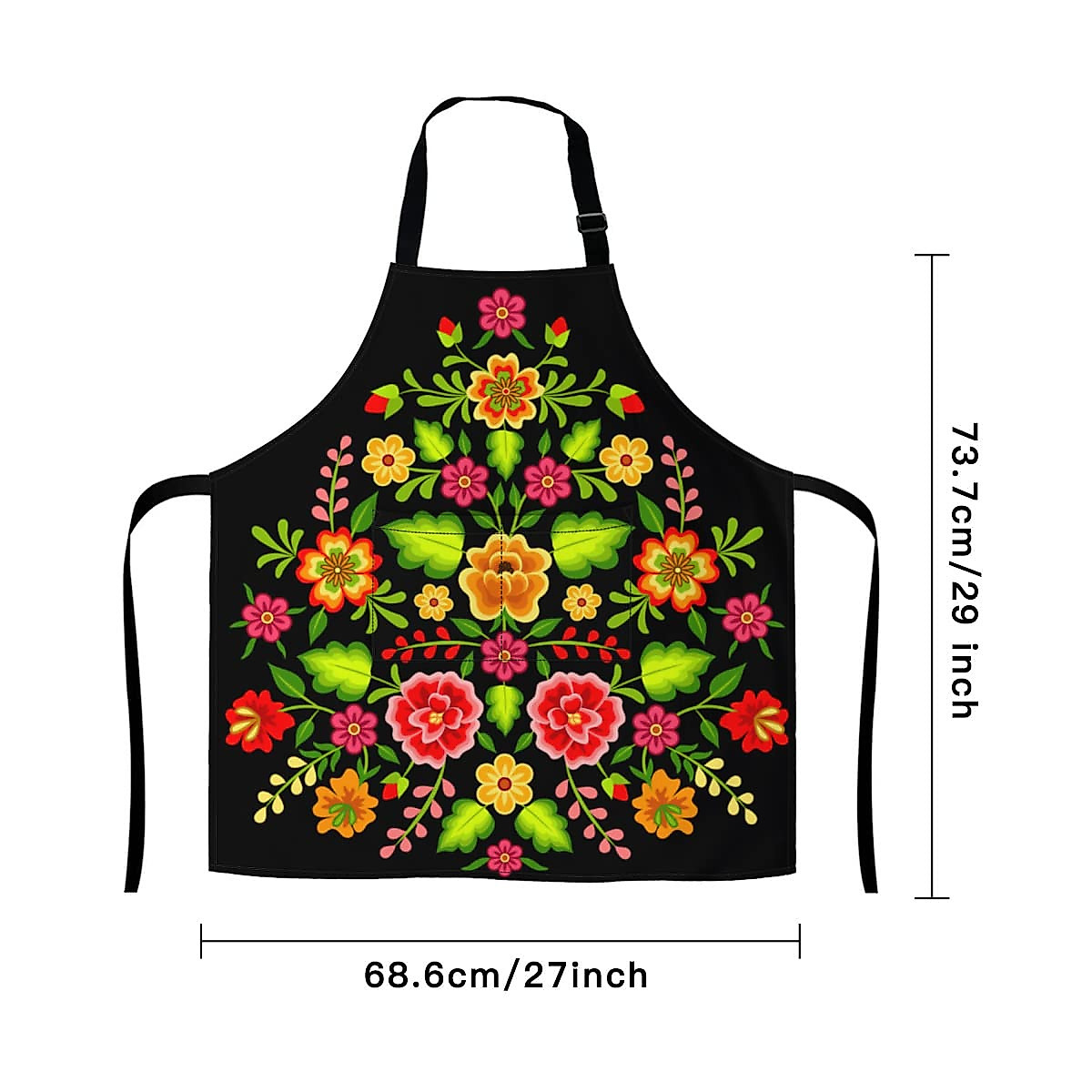 WeiaMaoYi Chef Apron Mexican Floral Aprons Kitchen Chef Waterproof Adjustable Mexican Apron For Bbq With Pockets For Men Women 29x27 ''