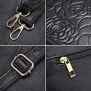 Aslana Floral-Embossed Genuine Leather Shoulder Crossbody Bag Handbag for Women (Floral-Embossed Lilac)