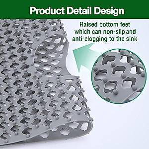 Sink Protector for Kitchen Sink,24.5''x12.9'' Silicone Sink Mat Grid Accessory for kitchen sink with Center Hole Nonslip Heat Resistant for Bottom of Farmhouse Stainless Steel Porcelain Sink