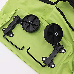 Hemoton Folding Shopping Cart with Wheels Oxford Cloth Portable Collapsible Grocery Cart Green