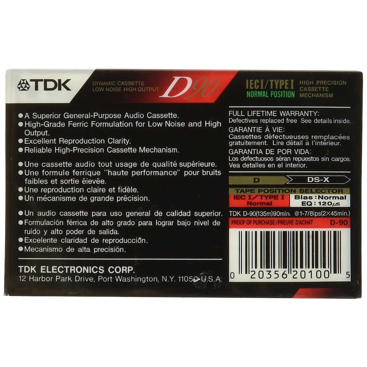 TDK 20100 - TDK Standard Size Audio Cassette