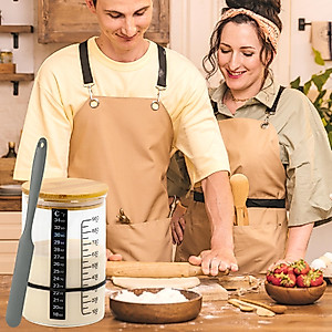 Wnxise Sourdough Starter Kit, 34OZ Reusable Sourdough Starter Jar, Home Sourdough Bread Baking Supplies with Date Marked Feeding Band, Thermometer, Silicone Scraper, Sticker, Marker Pen Bamboo Lid